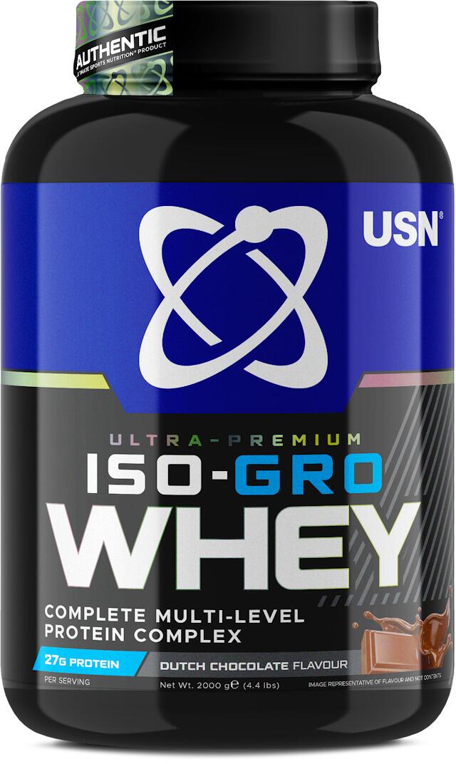 USN IsoGro Whey Protein Isolate, 2000 g Dose, Dutch Chocolate bei Metasport
