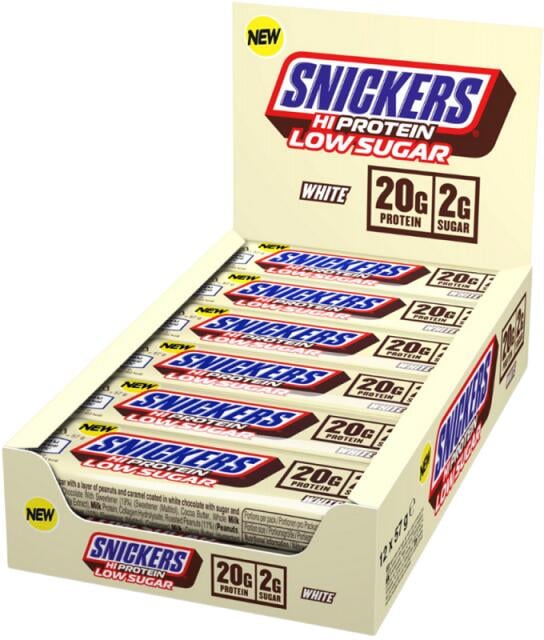 Snickers Low Sugar High Protein Bar, 12 x 57 g Riegel, White Chocolate ...