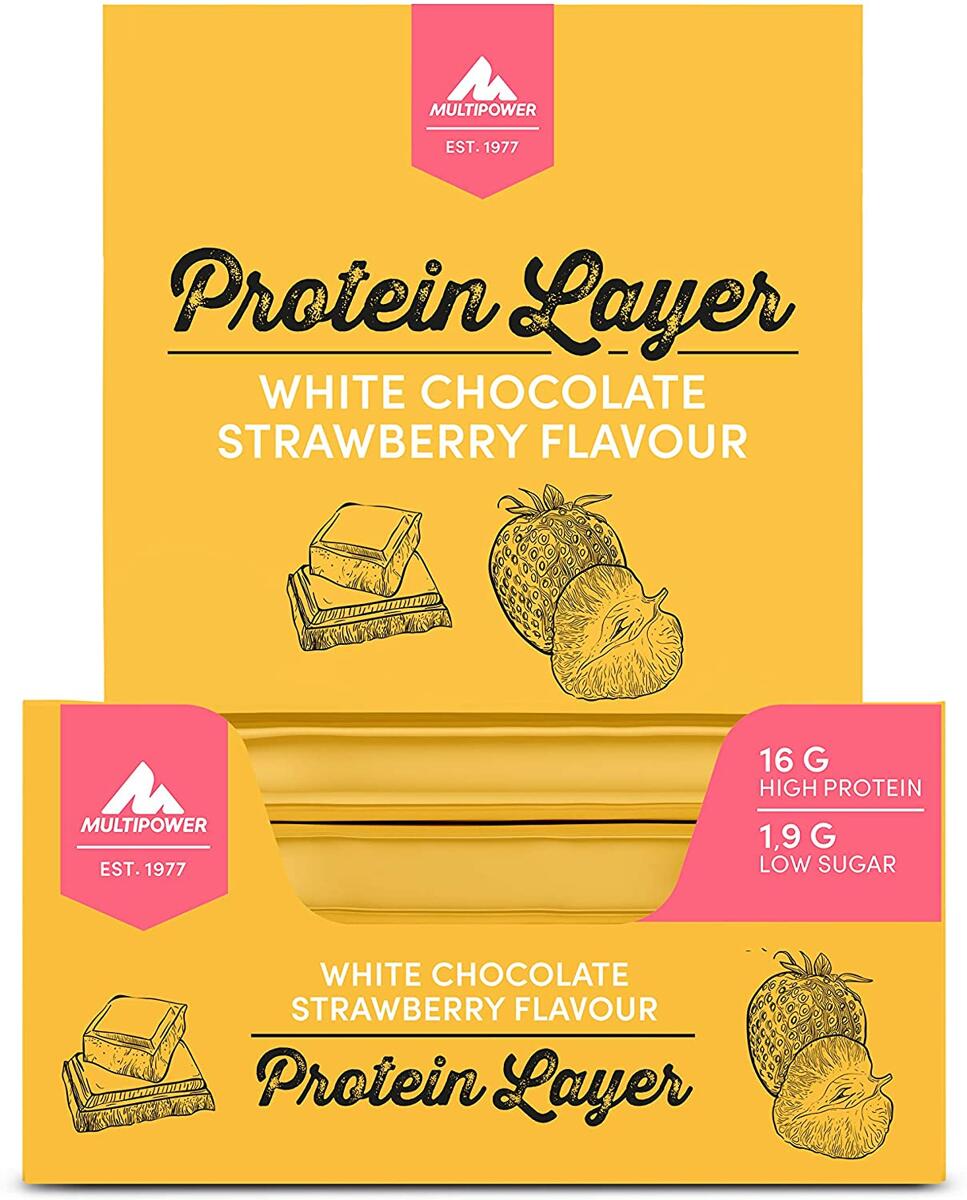 Multipower Protein Layer Bar, 18 x 50 g Riegel, White Chocolate ...