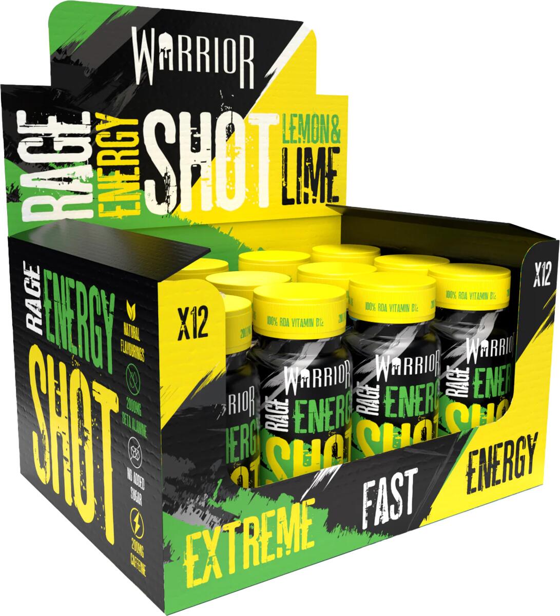 Warrior Rage Energy Shot, 12 x 60 ml Shot, Lemon and Lime bei Metasport