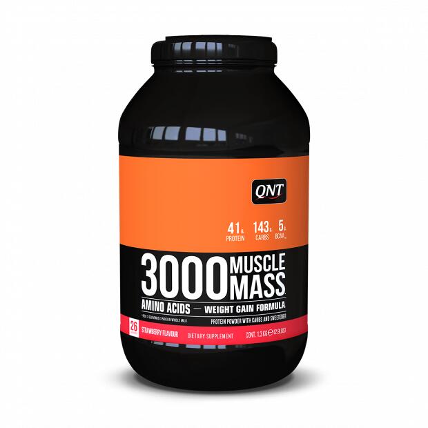 QNT Muscle Mass 3000, 1300 g Dose, Strawberry bei Metasport