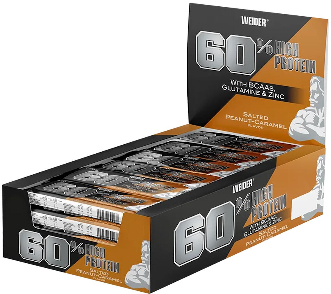 Joe Weider 60% Protein Bar, 24 x 45g, Salted Peanut Caramel bei Metasport