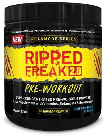 PharmaFreak Ripped Freak 2.0 Pre Workout, 270 g Dose, Blue Raspberry ...