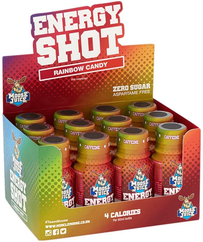 Muscle Moose Juice Energy Shot, 12 x 60 ml Ampullen, Rainbow Candy bei ...