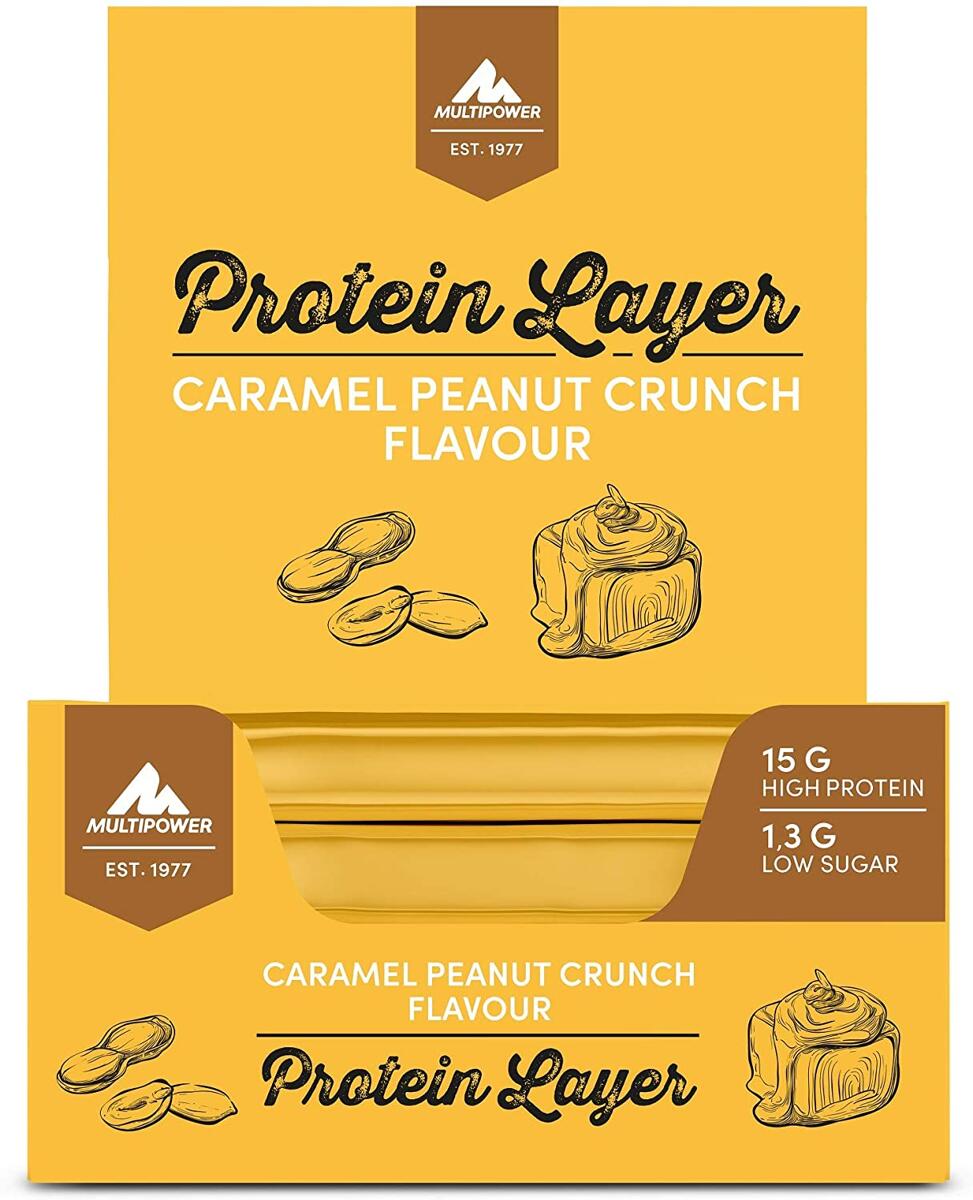 Multipower Protein Layer Bar, 18 x 50 g Riegel, Caramel Peanut Crunch ...